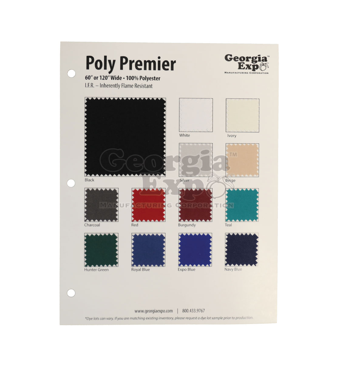 Poly Premier Swatch Card-Fabric Swatch Cards, Poly Premier | Georgia Expo