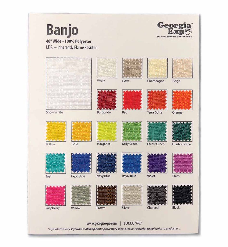 Banjo Swatch Card-Banjo, Fabric Swatch Cards, Party Rental | Georgia Expo