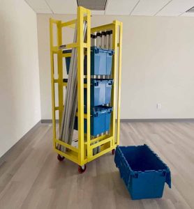 Vertical Combo Cart with (4 pcs) Blue Reusable Storage Containers-Pipe ...